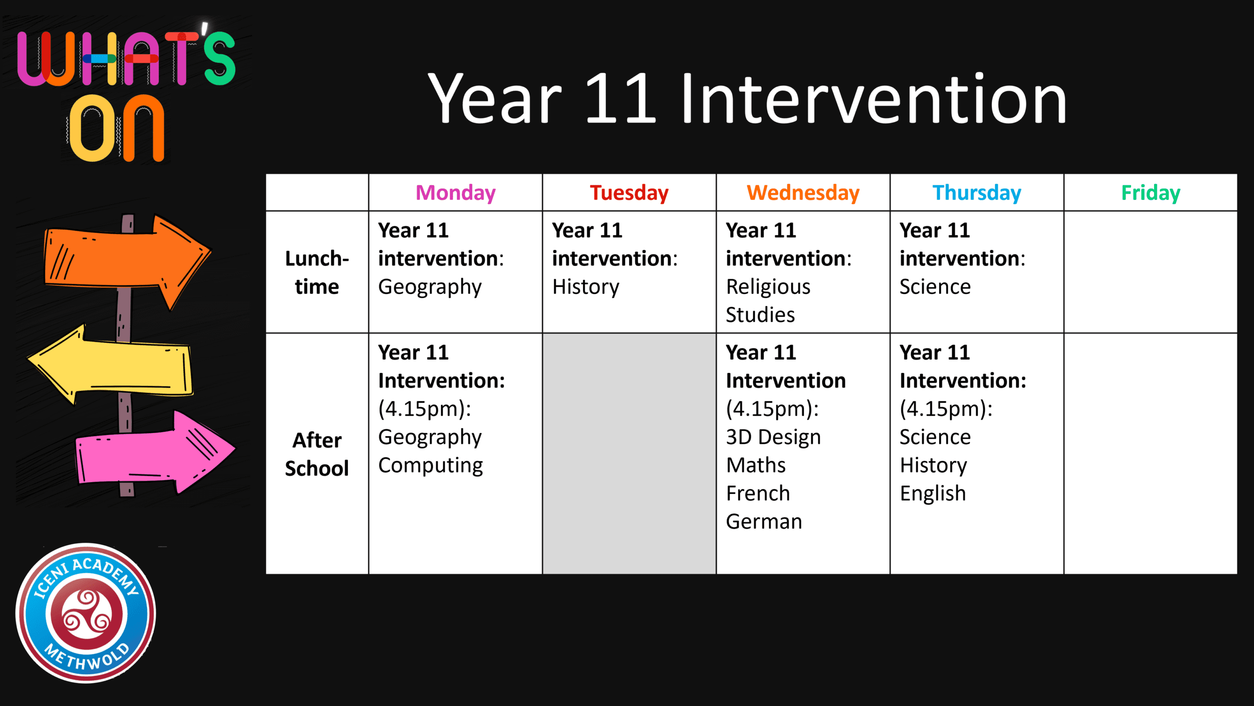 GCSE Intervention Timetable - Iceni Academy - Secondary